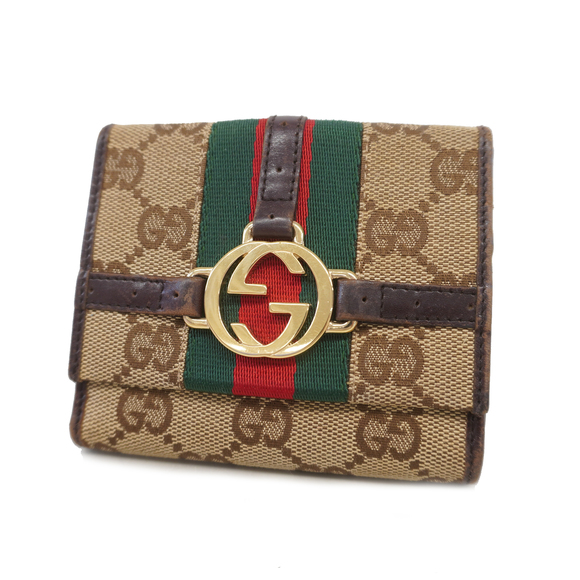 Gucci | Bags | Gucciauth Folio Wallet Sherry 1581 Gg Canvas Beige ...